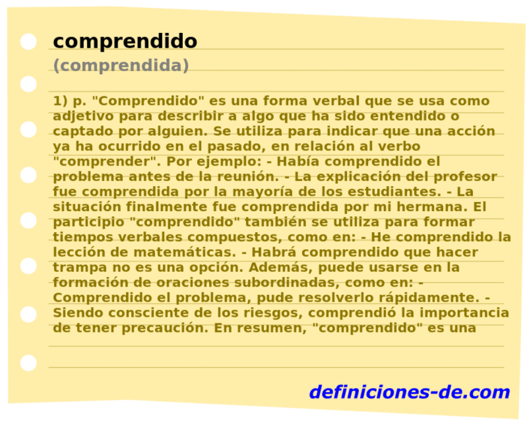 ¿Qué significa 'comprendidos'? Todo lo que necesitas saber sobre esta palabra - Encuentra el ...